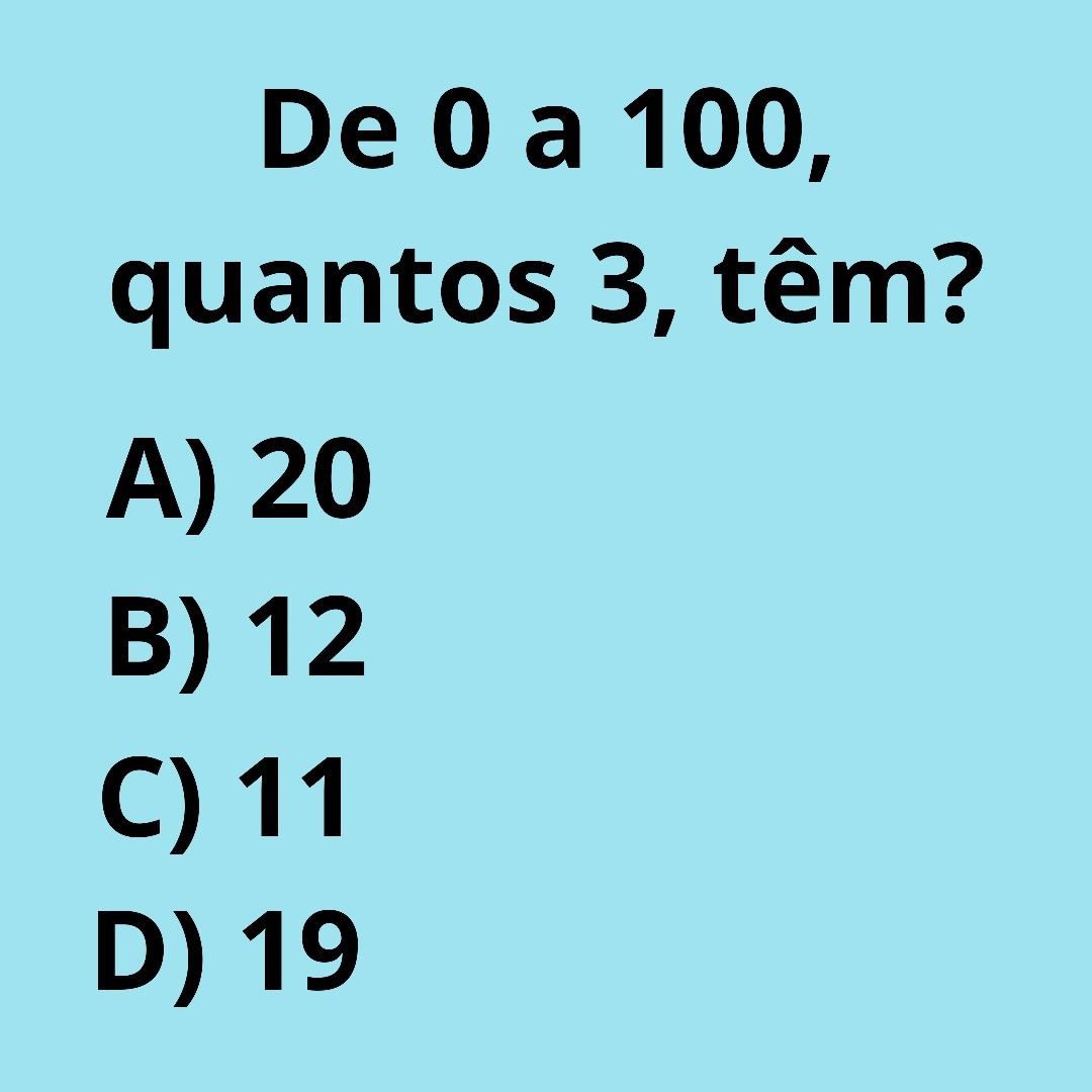 Resposta De 0 A 100 Quantos 3 Tem Resposta De 0 A 100 Quantos 3 Tem